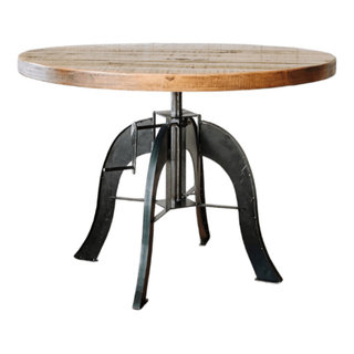 36" Brown And Black Solid Wood And Steel Round Dining Table ...