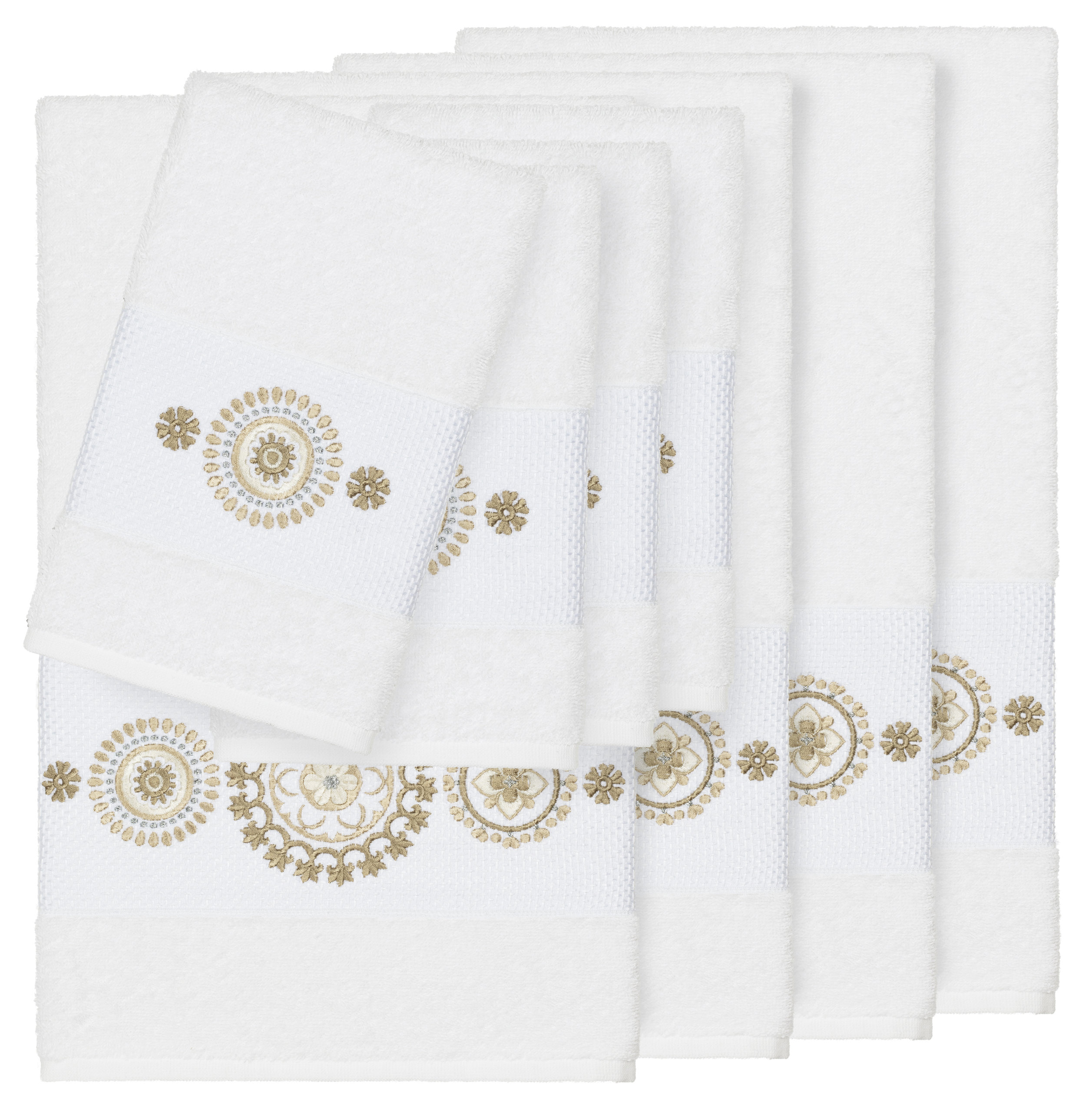 Isabelle 8 Piece Embellished Towel Set, Bath Towel 27" x 54" / Hand ...