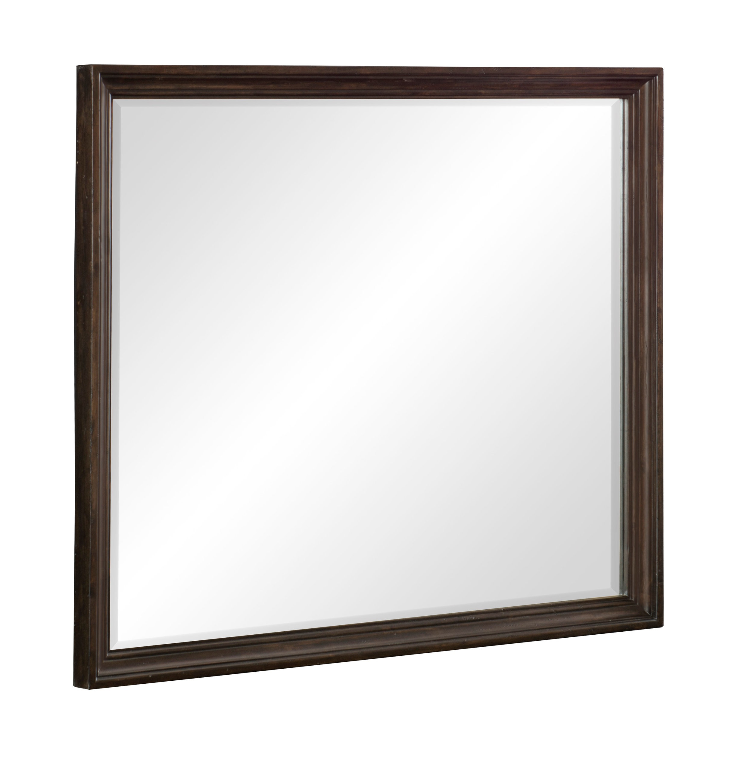 Wooden Square Mirror with Molded Details and Bevelled Edges, Brown ...