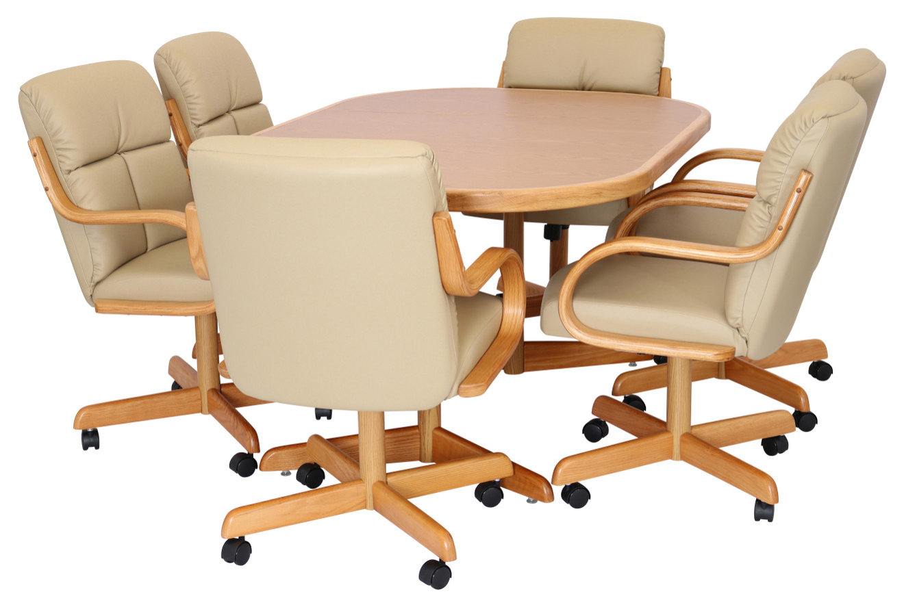 7-Piece 42x[42/60] Caster Dining Set Laminate Table Top & Desert Caster ...