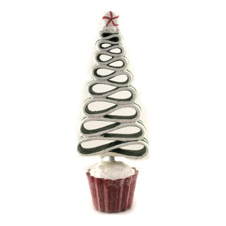 Christmas Green and White Ribbon Candy Tree Decore Centerpiece Decorate ...