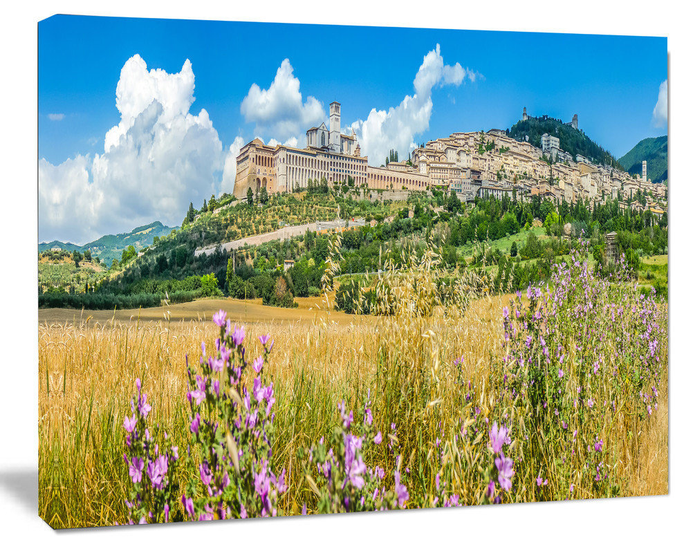 Ancient Town of Assisi Panorama, Landscape Canvas Art Print, 40"x30 ...