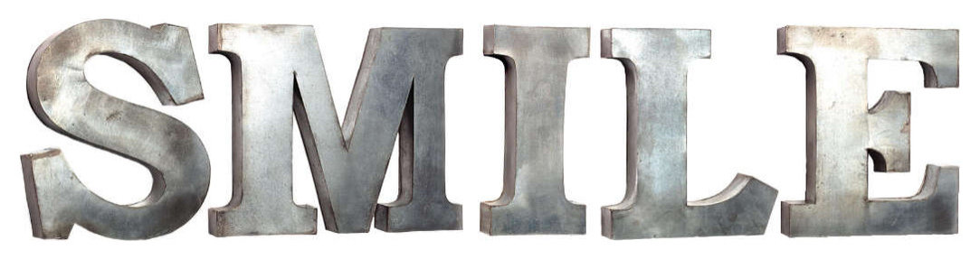 Large Decorative Tin Word - SMILE, 1.25" D x 7" H - Contemporary - Wall ...