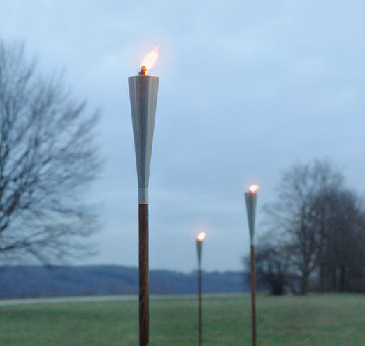 Blomus Modern Large Wood Garden Torch, Stainless Steel, Set Of 4 ...