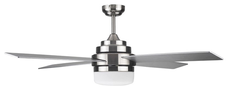 Cali 52-Inch LED Silver Stainless Steel Ceiling Fan in Brushed Nickel ...