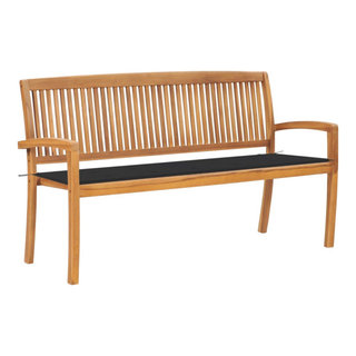 Vidaxl Stacking Garden Bench With Cushion 62.6" Solid Teak Wood ...