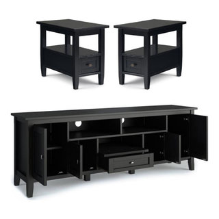 Home Square 3-Piece Set with 72" TV Media Stand and 2 14" Narrow Side ...