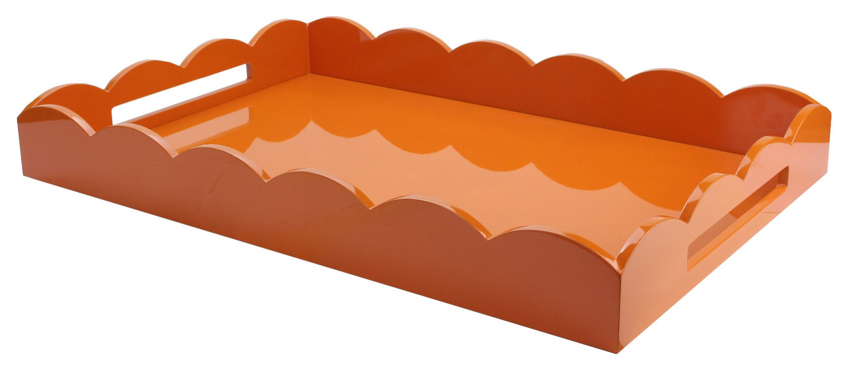 Addison Ross Lacquered Scalloped Ottoman Tray (Orange) 26x17 ...