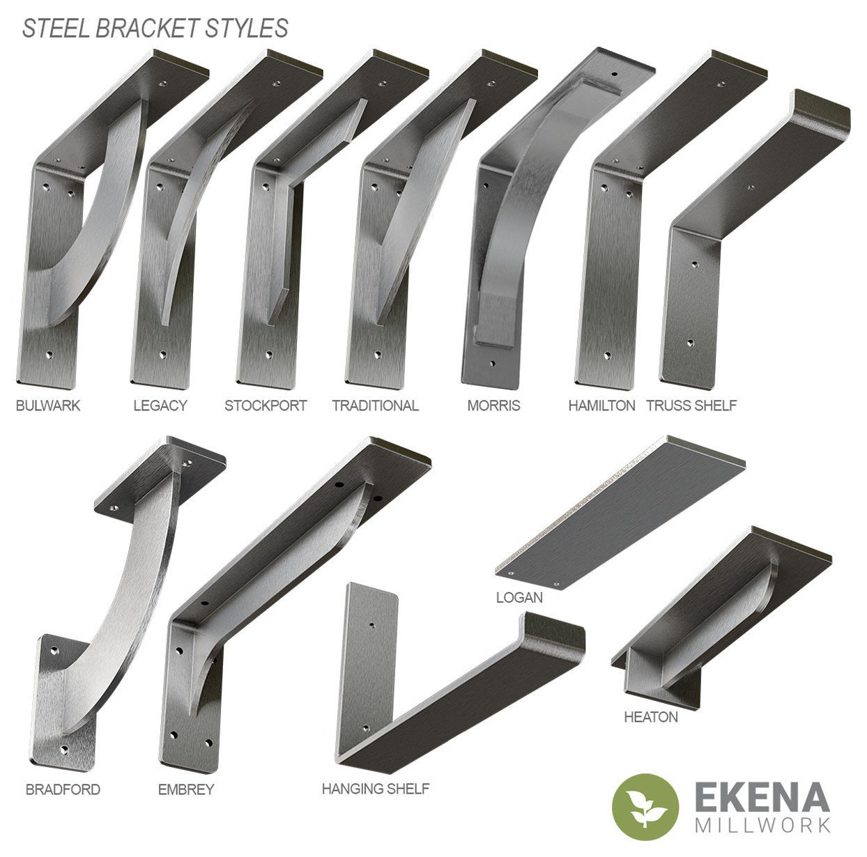 2"x11"x11" Bradford Steel Bracket, Hammered Black, 2"Wx7"Dx7"H ...