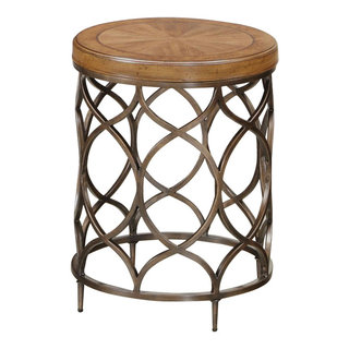 Hammary Hidden Treasures Round Lamp Table, Light Brown 090-571, 18"x18 ...