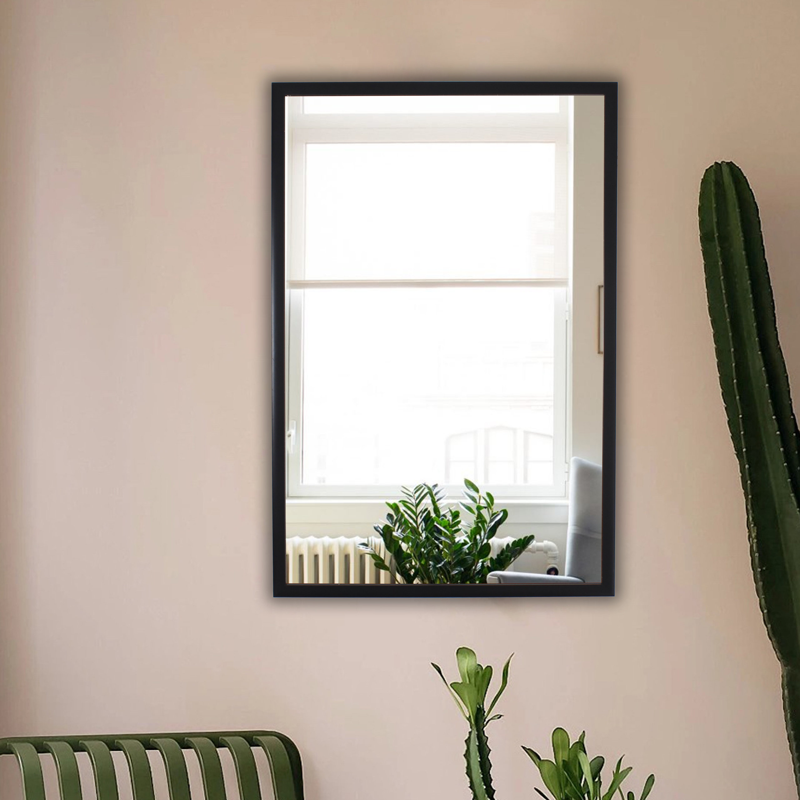 Chloe's Reflection Textured Black Rectangular Framed Wall Mirror ...