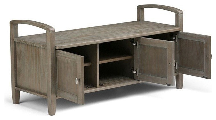 Atlin Designs Transitional Wood Entryway Storage Bench in Distressed ...