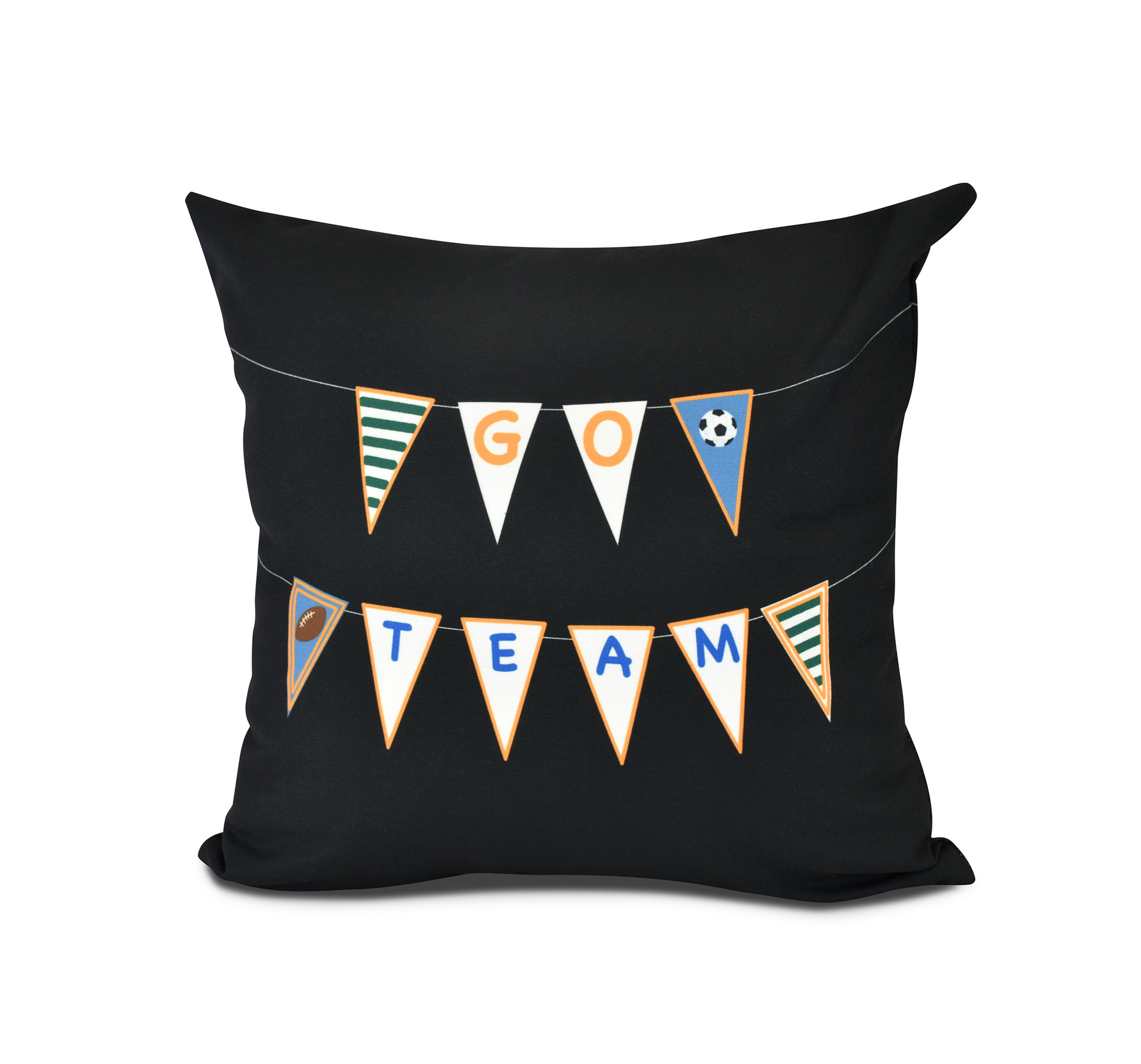 Go Team, Word Print Indoor/Outdoor Pillow, Black, 20" x 20 ...
