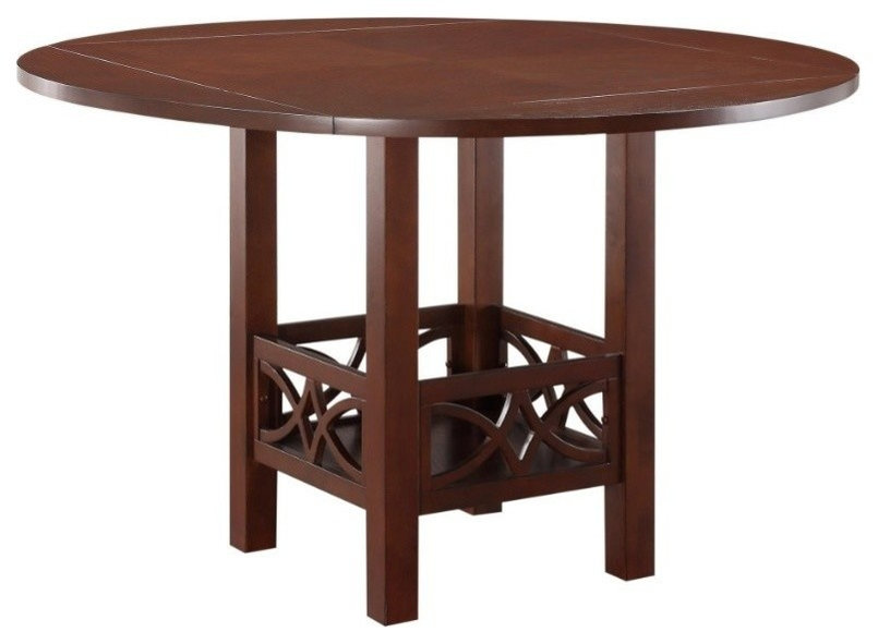 Wooden Counter Height Table With Bottom Shelf, Brown - Transitional ...