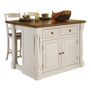 Homestyles Monarch Wood Kitchen Island Set in Off White - French ...