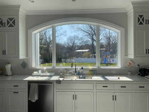 Arched window treatment kitchen