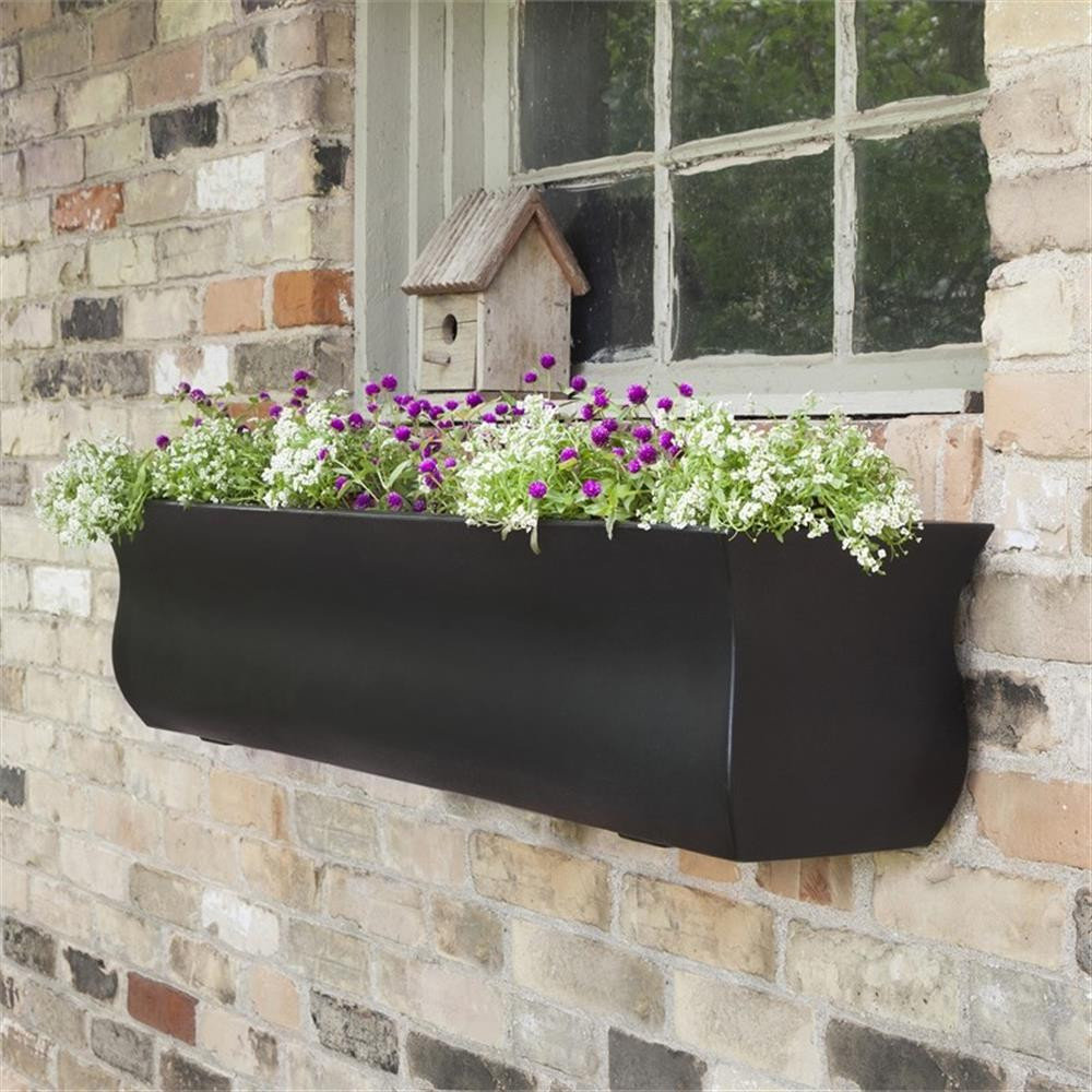 Mayne Valencia 4ft Weatherproof Modern Plastic Window Box in Black ...