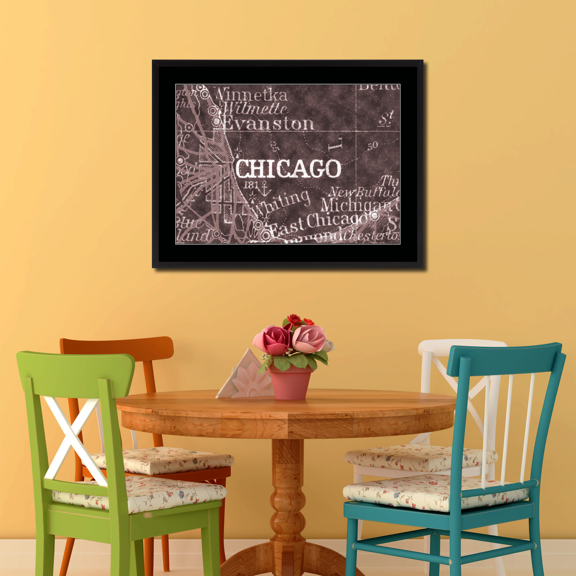 Chicago Illinois Vintage Vivid Sepia Map Canvas, 16"x21" - Contemporary ...