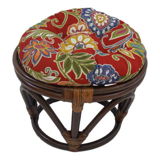 18-Inch Round Spun Polyester Tufted Footstool Cushion - Transitional ...