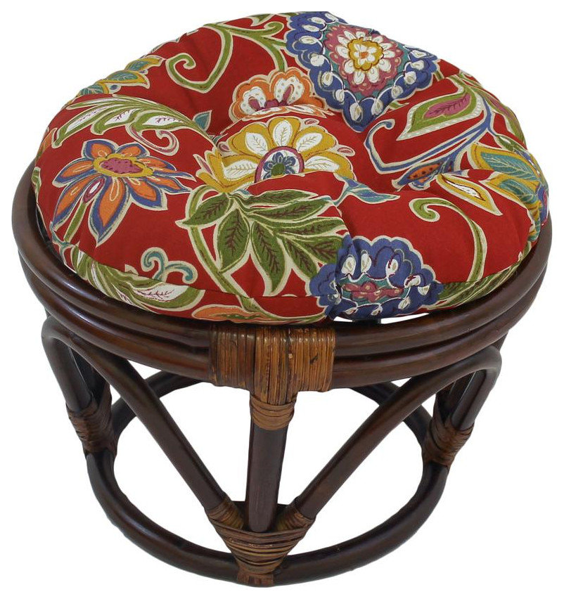 18-Inch Round Spun Polyester Tufted Footstool Cushion - Transitional ...