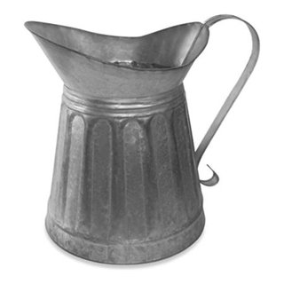 Benzara I457-AMC0004 Vintage Style Galvanized Metal Milk Pitcher, Gray ...