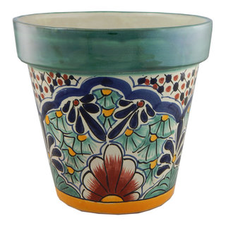 Mexican Ceramic Flower Pot Planter Folk Art Pottery Handmade Talavera ...