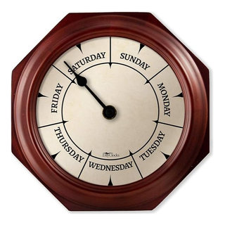 Classic Day of The Week Wall Clock with Solid Wood - Traditional - Wall ...