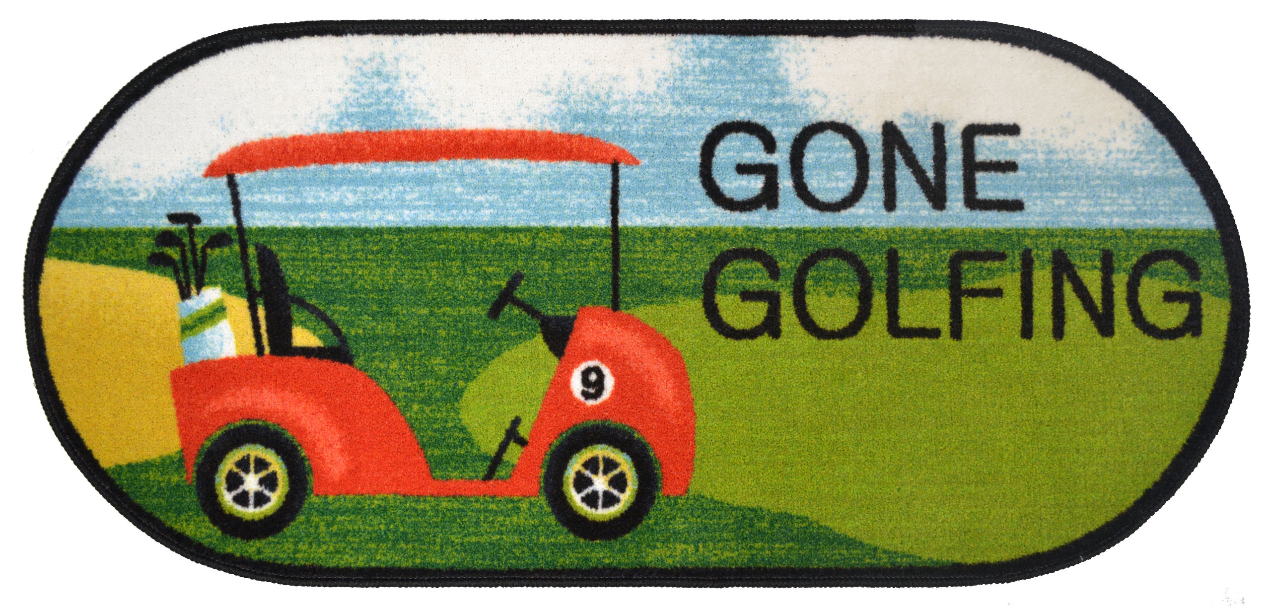 Cozy Cabin Gone Golfing Lodge 20"x44" Accent Rug, 20"x44 ...