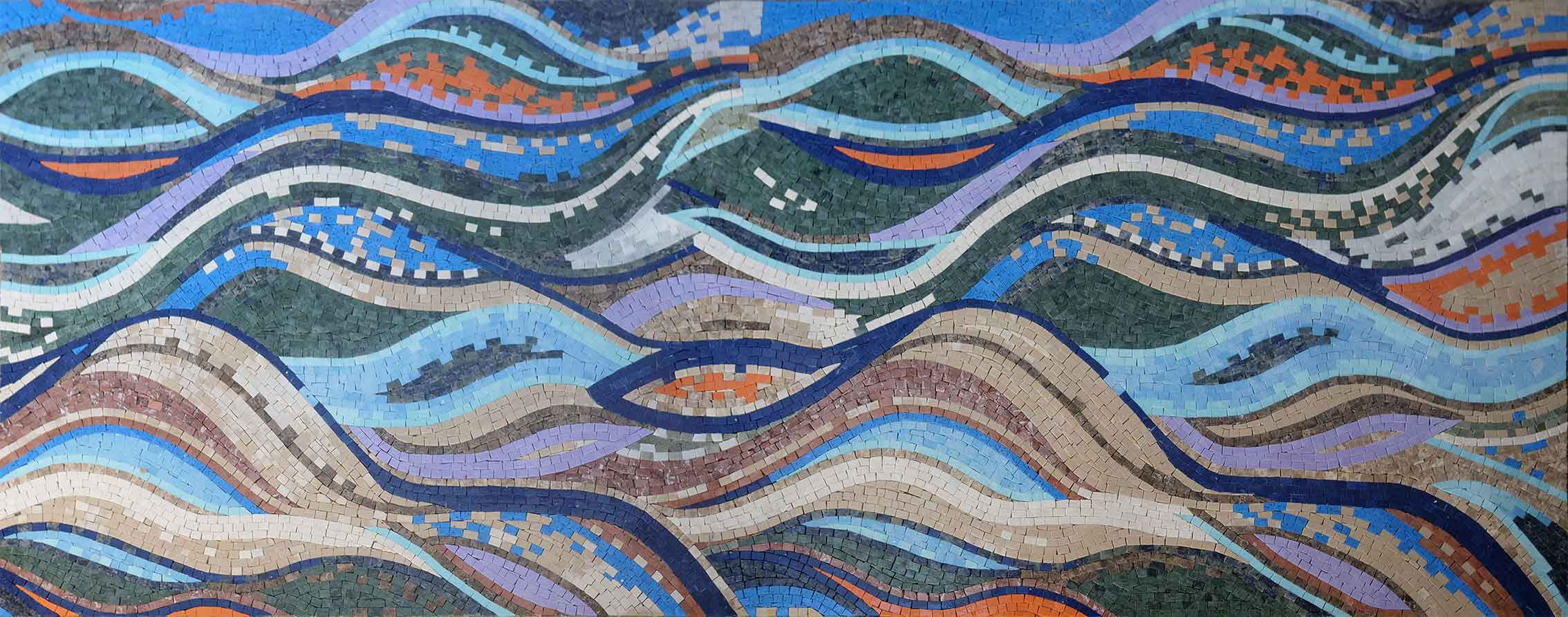 Colorful Waves - Mosaic Patterns, 118" x 47" - Contemporary - Tile ...