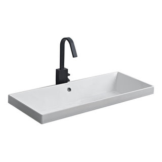 Rectangular Small White Ceramic Drop In Sink - Contemporary - Bathroom ...