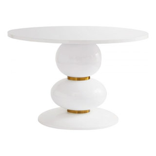 Puff Round 47" Dining Table, Modern White Gold Kitchen Table ...