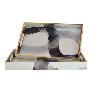 Plutus Brands Tray Set Of 11, Multi-Colored Glass - Contemporary ...