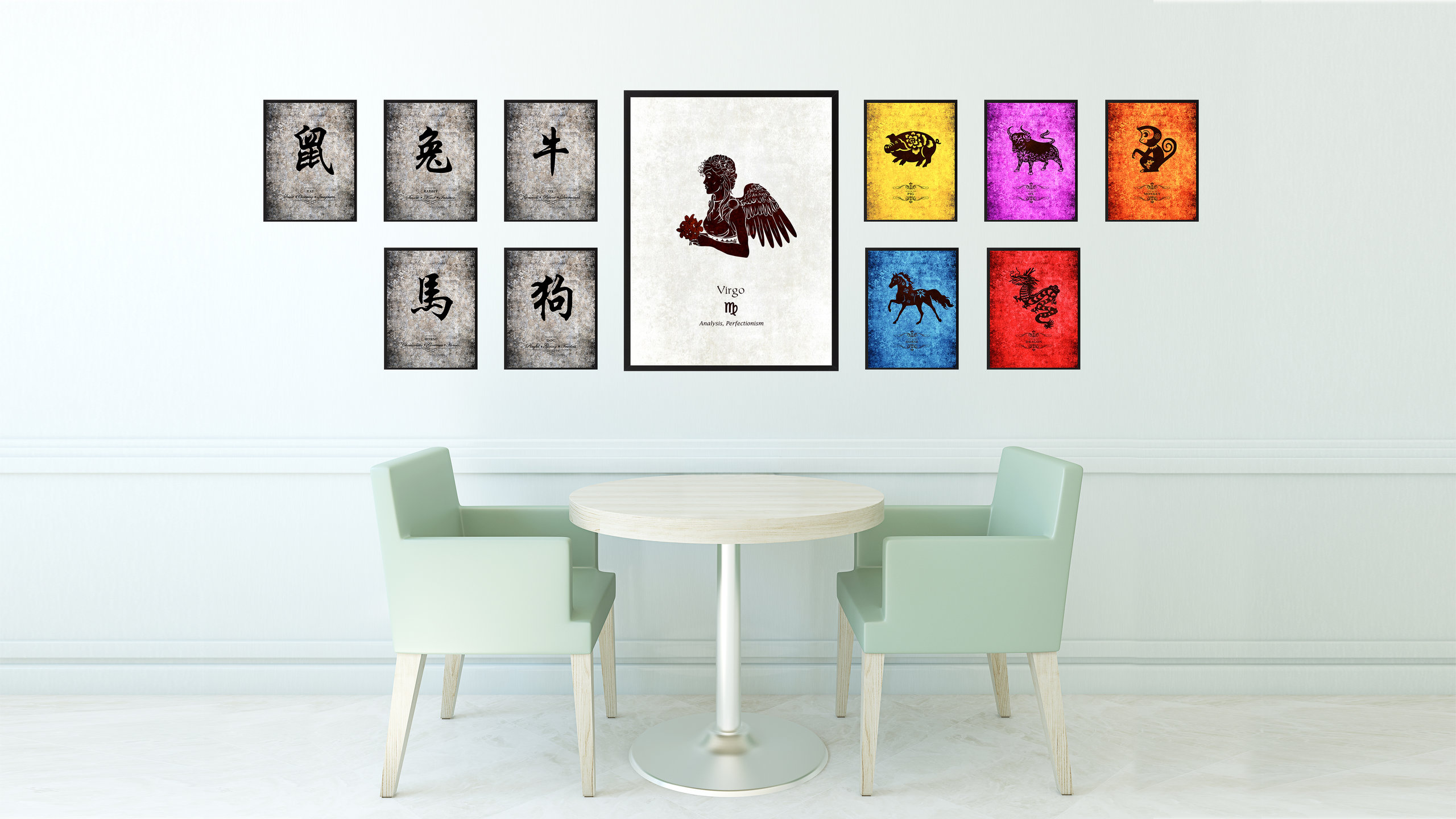 Virgo Horoscope Astrology White Print on Canvas with Picture Frame, 22 ...