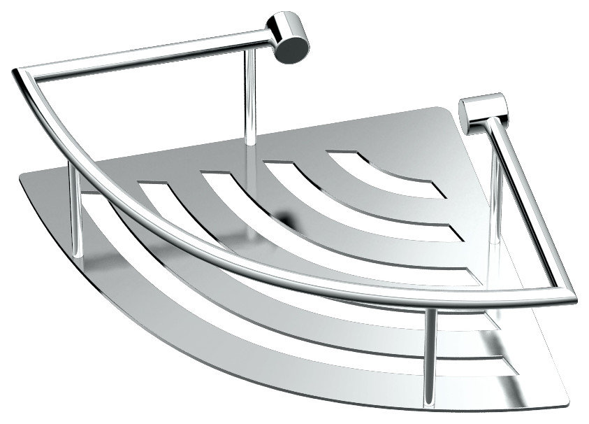 Elegant Corner Shelf With Rails, 11" - Contemporary - Shower Caddies ...