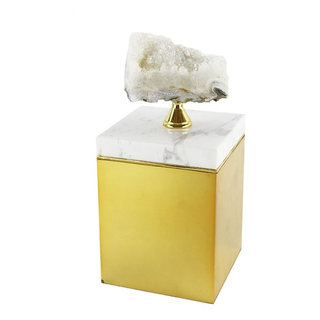 Radiant Decorative Box With Agate, White And Gold - Contemporary ...