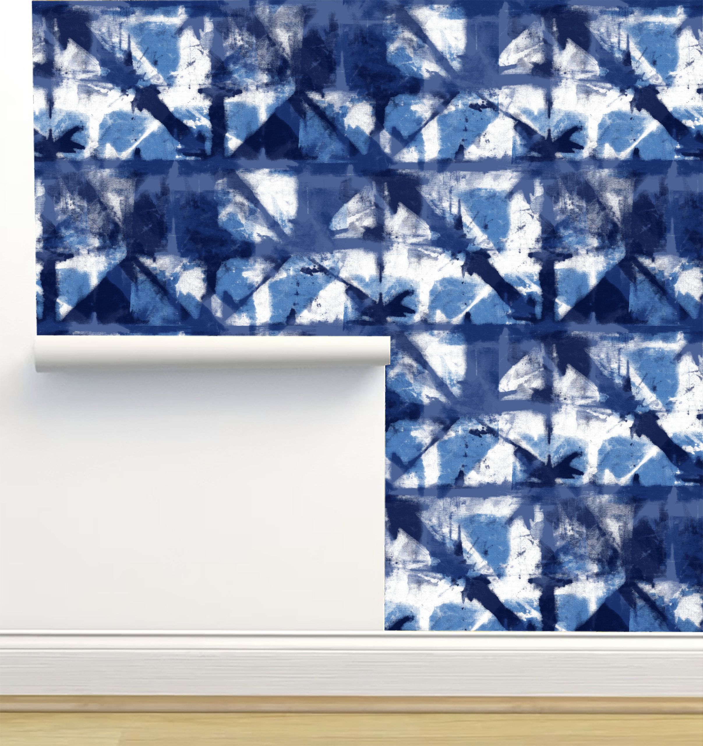 Shibori Indigo Wallpaper by Julia Schumacher, 24"x72" - Contemporary ...