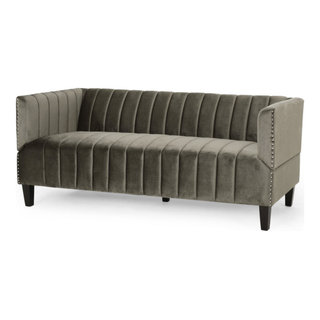Judson Channel Stitch Velvet 3-Seater Sofa - Transitional - Sofas - by ...