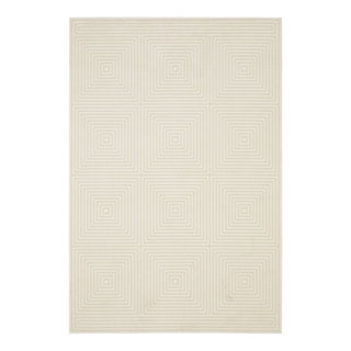 Remington Tone-on-Tone Geometric Ivory Hi-Low Pile Area Rug, 6'7" x 9'6 ...
