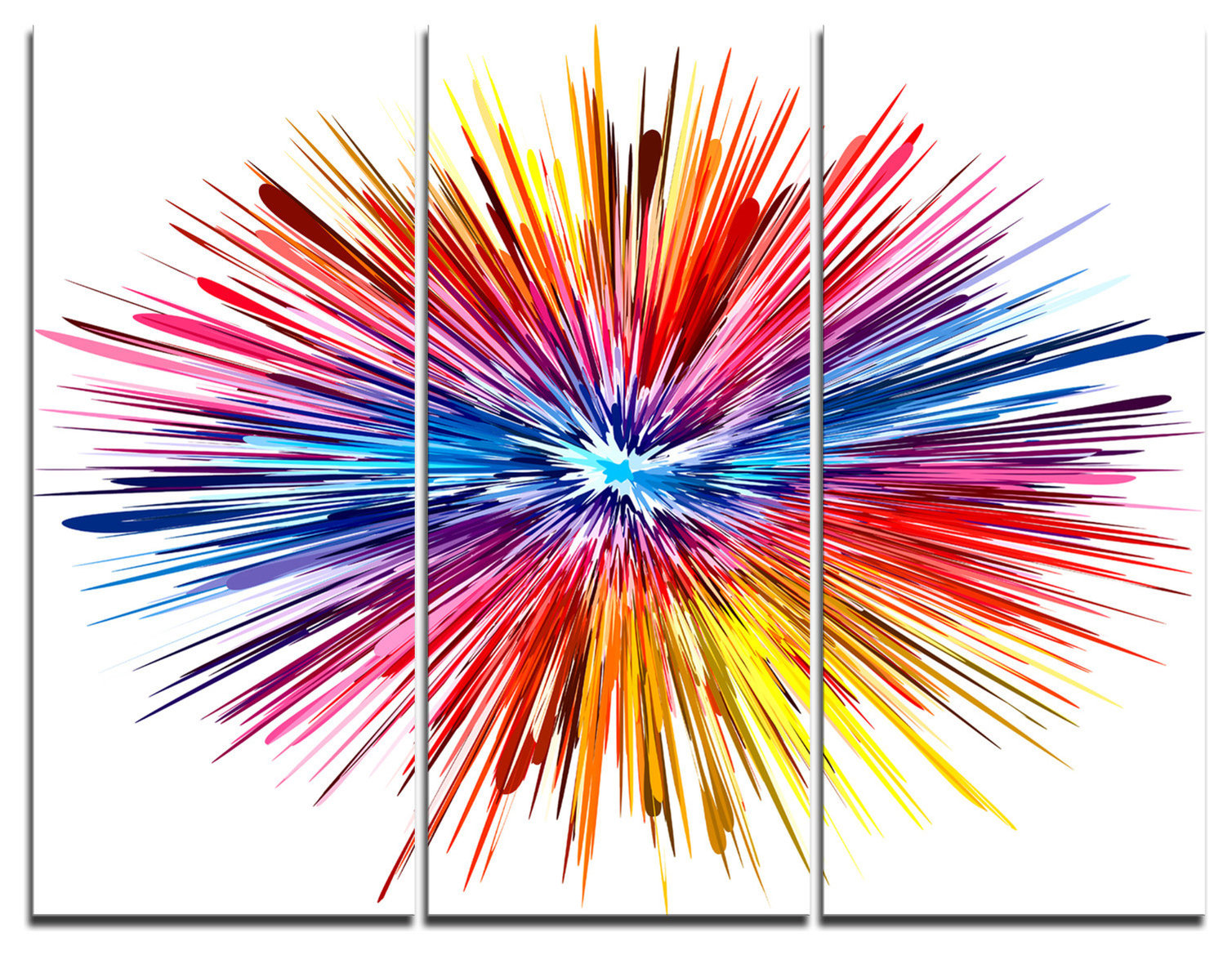 "Color Explosion" Abstract Canvas Artwork, 36"x28" 3 Panel ...
