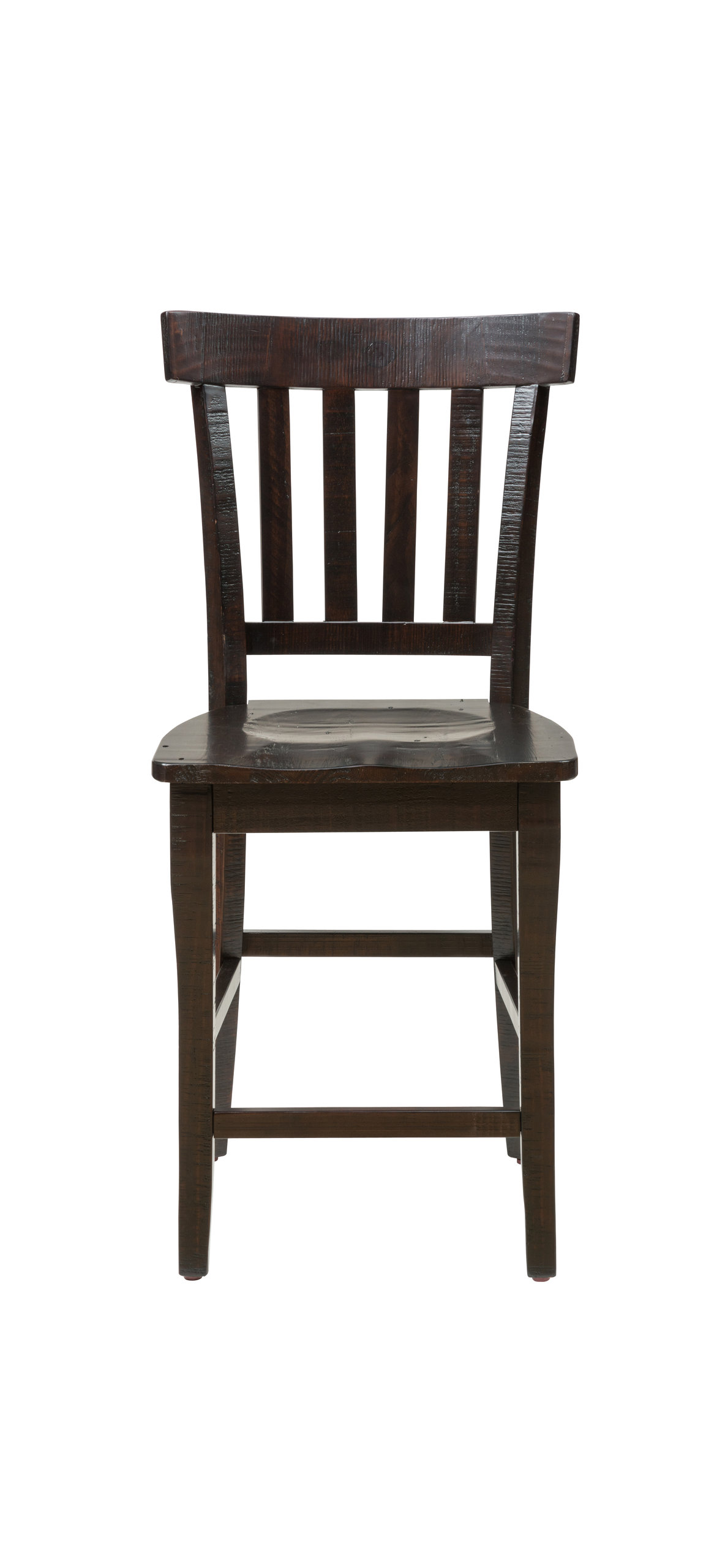 Wooden Slated Back Stool With Straight Front Feet, Set of 2, Dark Brown ...