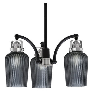 Easton 3 Light Chandelier, Matte Black & Brushed Nickel, 5" Smoke ...