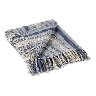 French Blue Braided Stripe Throw - Contemporary - Throws - by ...