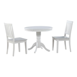 3-Piece Brookline Dinette Dining Room Table Set, White - Traditional ...