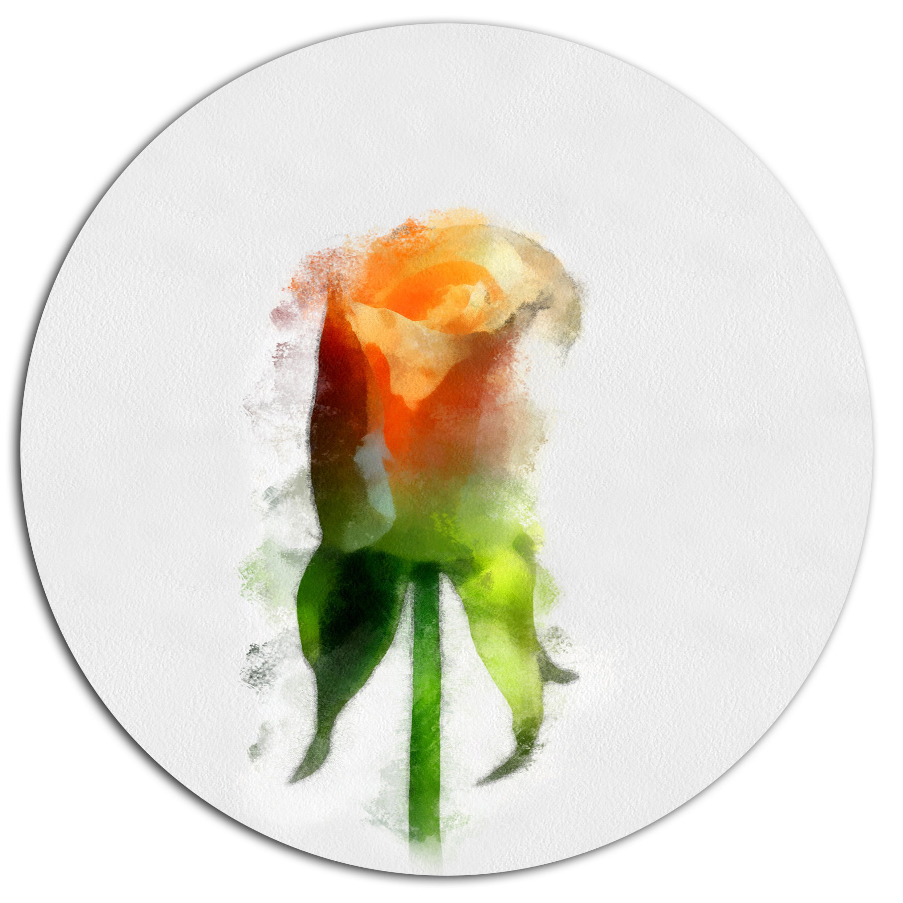 Yellow Rose With Steam Drawing, Flower Disc Metal Artwork, Disc of 11 ...