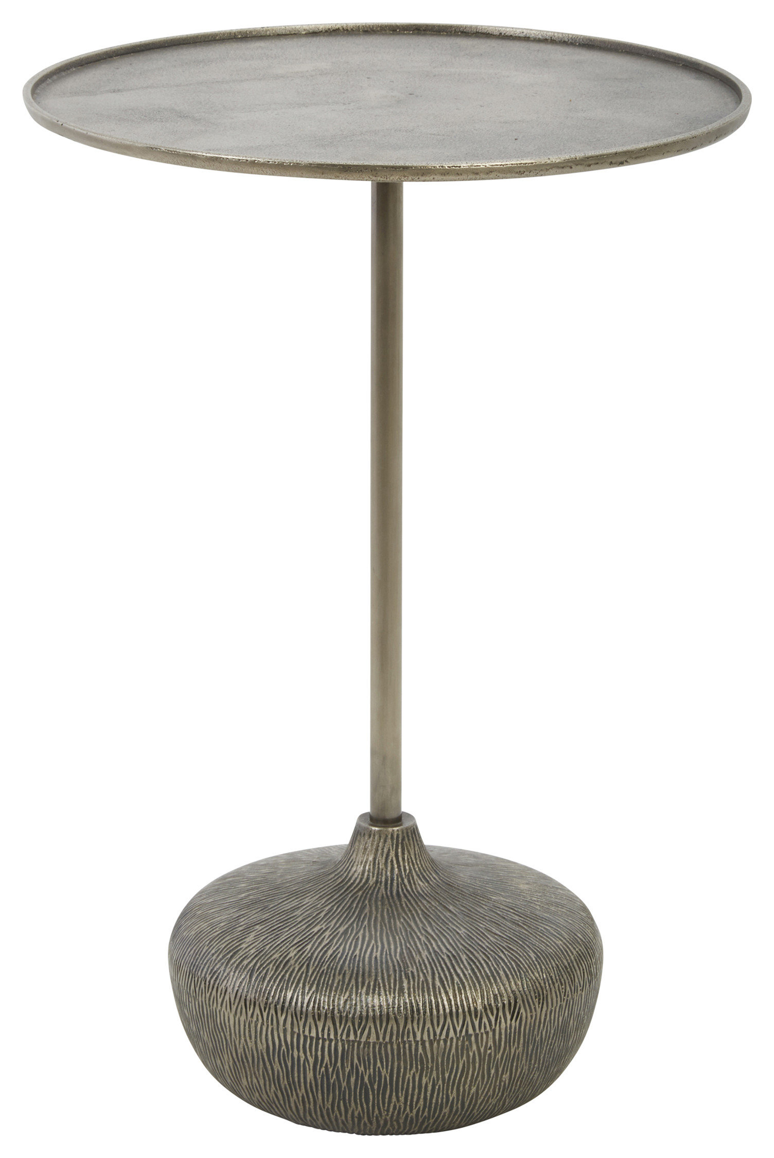 Round Top Metal Accent Table with Pot Bellied Base and Ribbed Pattern ...