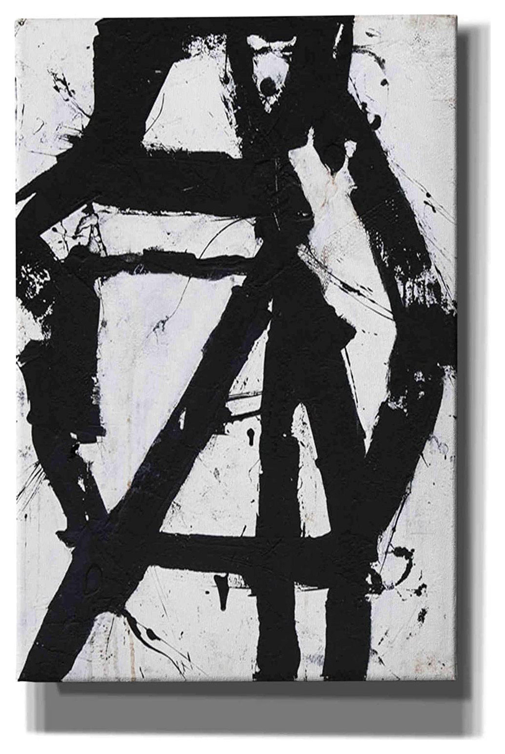 Vertical Abstract Canvas Art in Black & White, Stretched and Gallery ...
