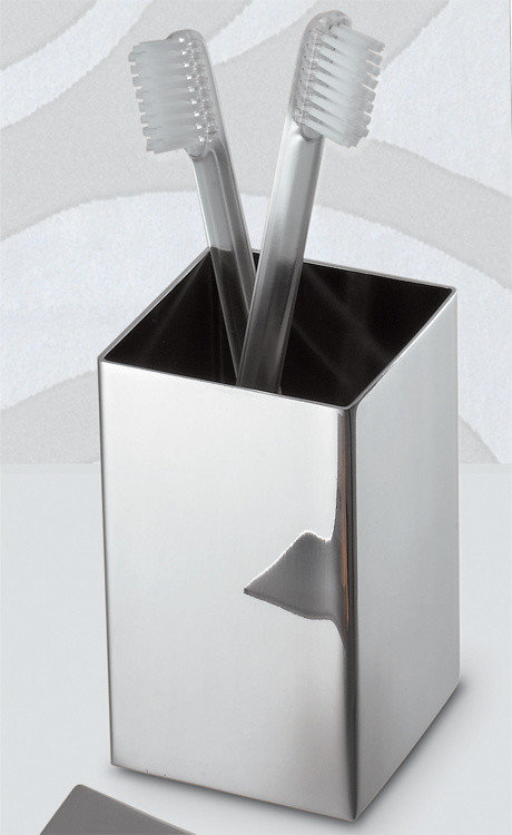 Square Polished Chrome Toothbrush Holder - Modern - Toothbrush Holders ...