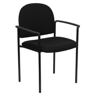 Comfort Black Fabric Stackable Steel Side Reception Chair with Arms ...