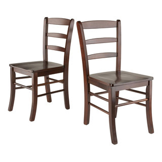 Benjamin 2-Pc Ladder-back Chair Set, Walnut - Transitional - Dining ...