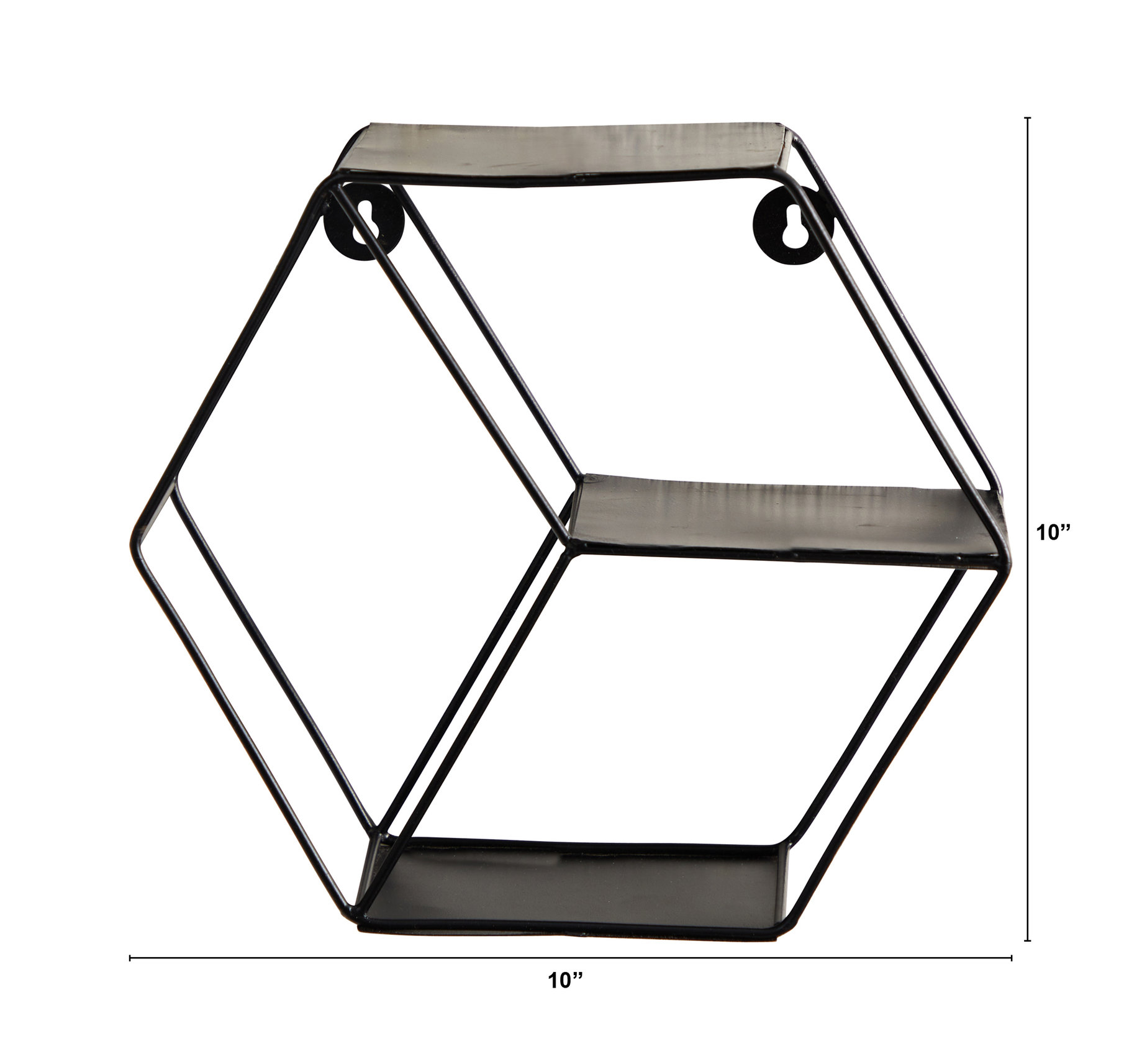 10" Black Matte Hexagon Wall Shelf - Industrial - Display And Wall ...